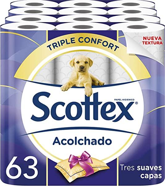 ¡Chollo! 63 rollos Papel higiénico Scottex Acolchado por 19.56 euros ...